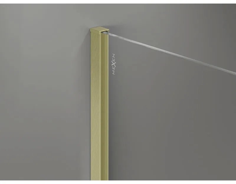 Mexen Kioto-X, sprchová zástěna 120 x 200 cm, 10mm šedé sklo, zlatý matný profil, 800-120-101-55-40-X