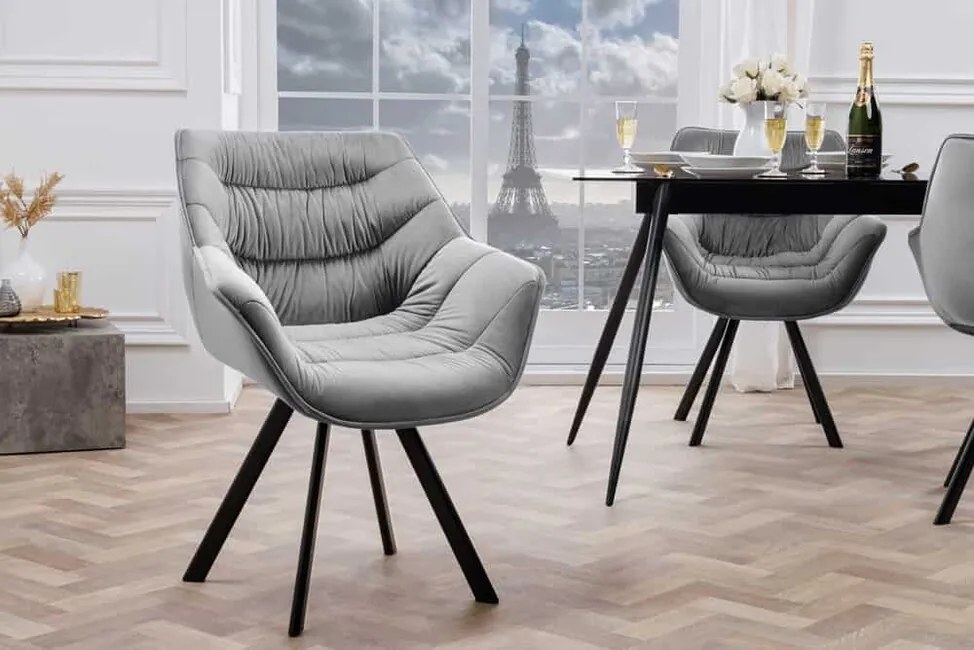Designová retro jídelní židle Miramar Style šedá samet
