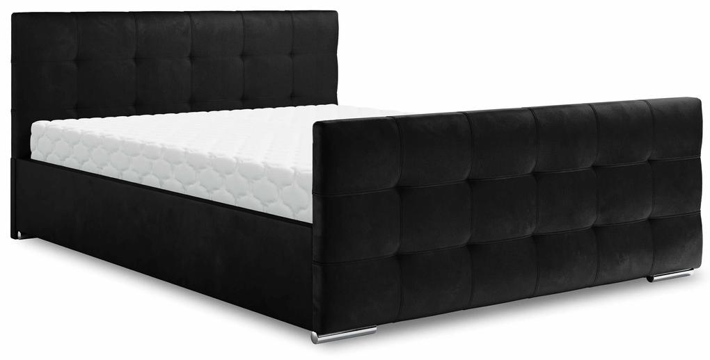 Manželská postel 140 cm Billie (černá) (s roštem a úložným prostorem). 1046814