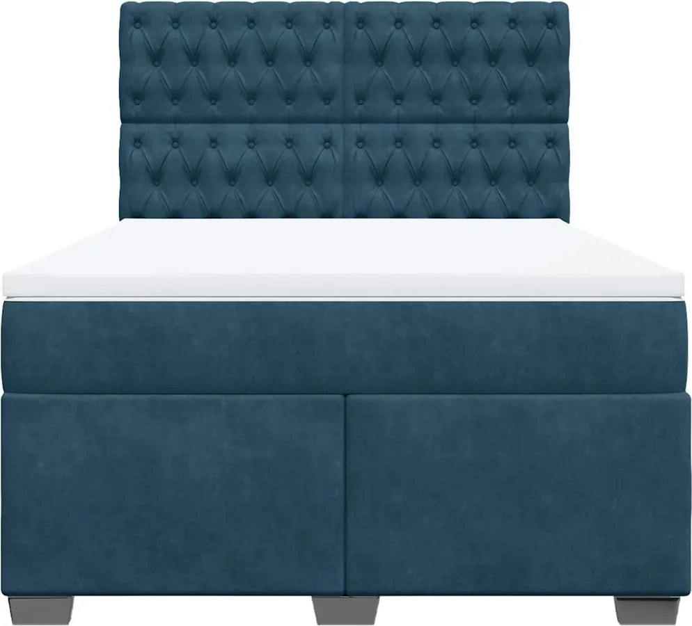 Box spring postel s matrací modrá 160 x 200 cm samet 3293264