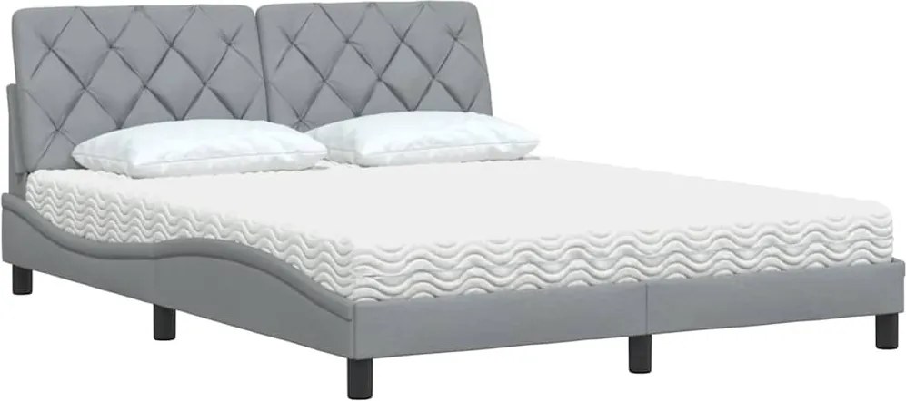 Postel s matrací světle šedá 160 x 200 cm textil 3310748