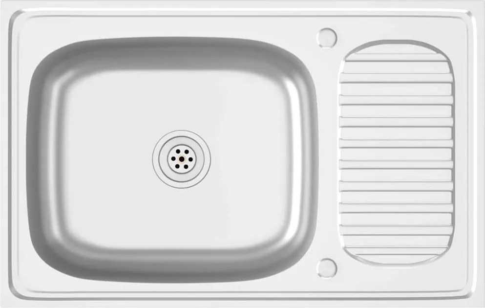 Kuchyňský dřez s odtokem stříbrný 800x500x155 mm nerezová ocel 147232