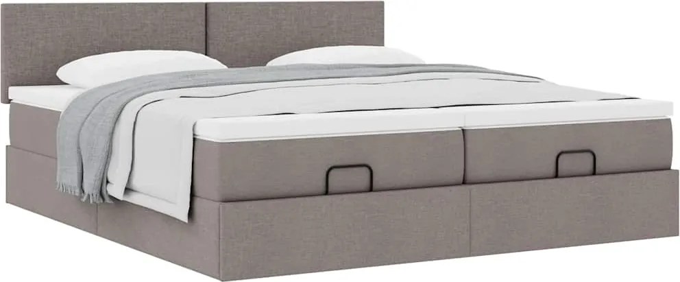 Osmanský rám postele s matracíes taupe 200x200cm textil 3311984