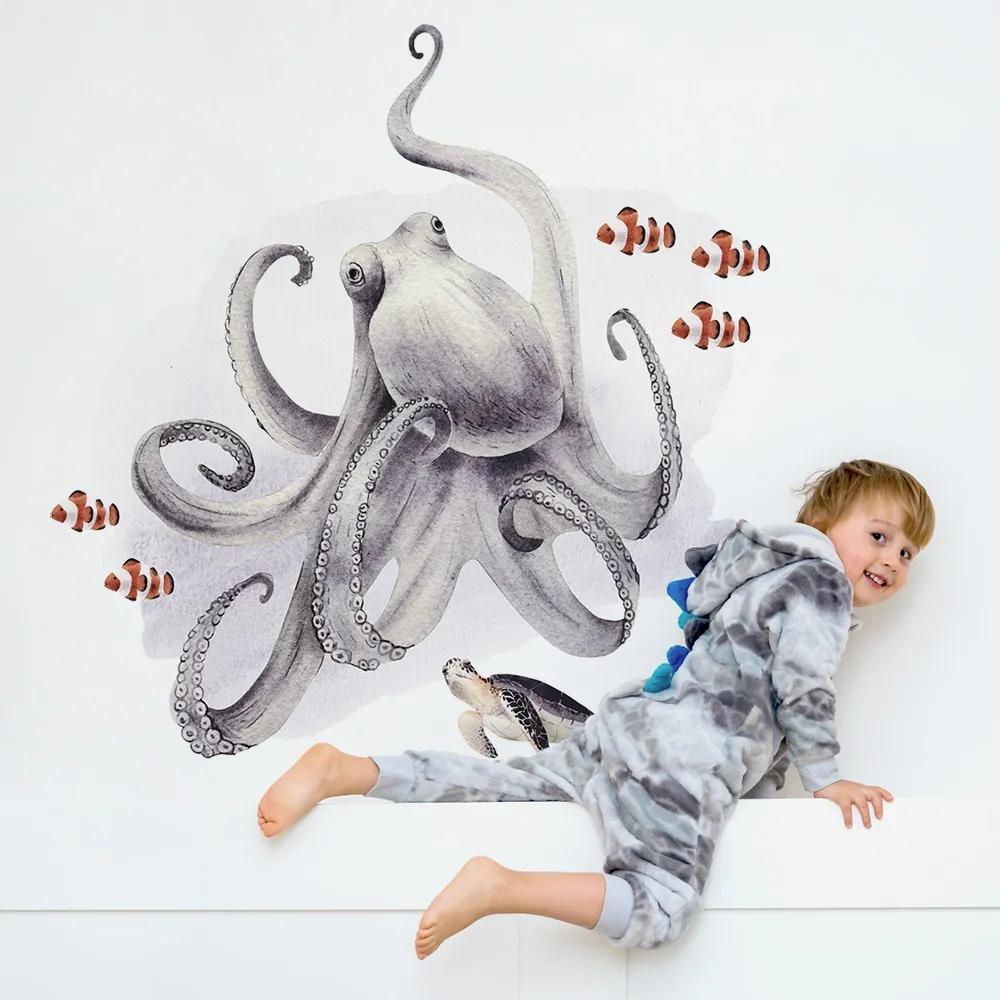 Gario Dětská nálepka na zeď Ocean - chobotnice, želva a ryby Rozměry: 100 x 95 cm