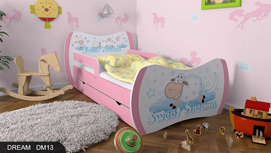 Dětská postel Dream vzor 13 140x70 cm růžová
