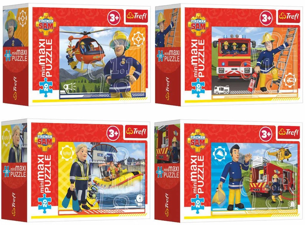 TREFL PUZZLE MiniMaxi Hrdinský Požárník Sam 22x16cm 20 dílků 4 druhy tr56030