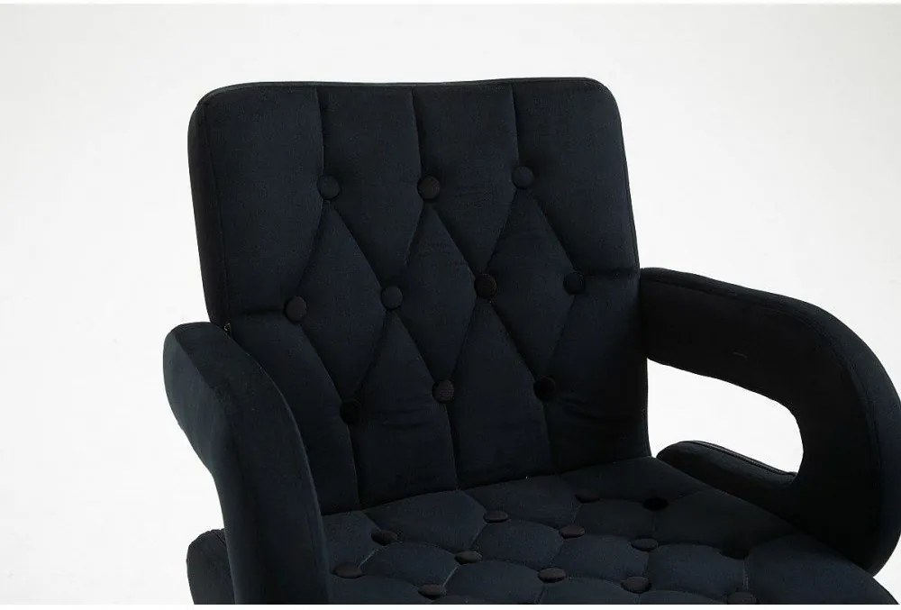 LuxuryForm DESIGN Barová židle BOSTON VELUR na stříbrné kulaté podstavě - černá