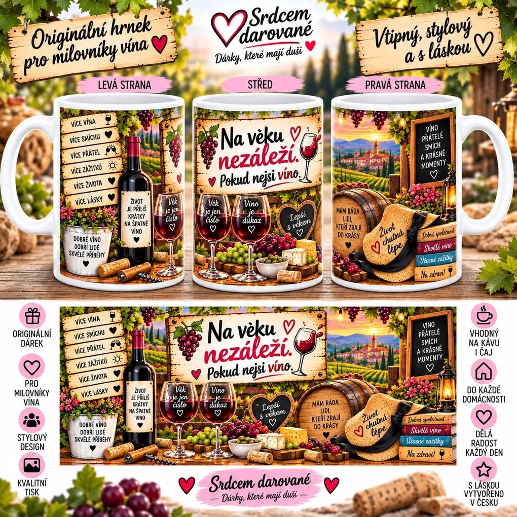 Vtipný hrnek pro ženu Na věku nezáleží, pokud nejsi víno – 300 ml