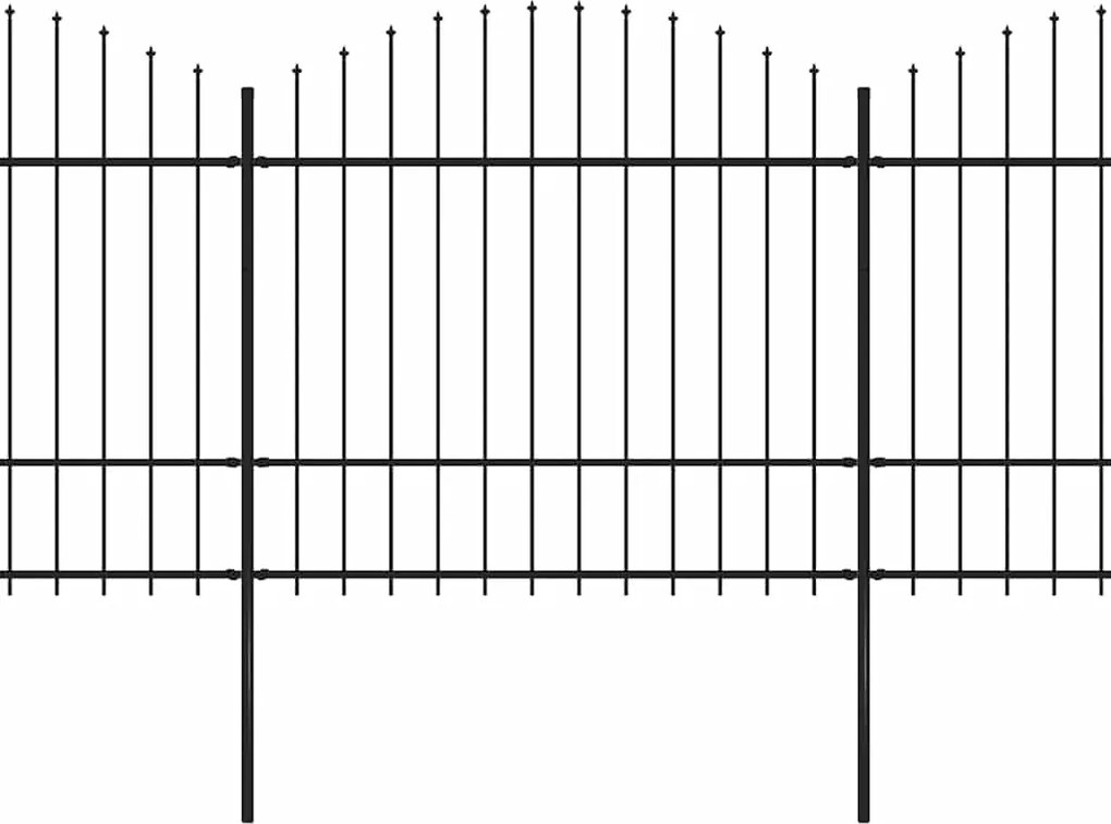 Zahradní plot s kopím nahoře ocelový 1005 x 175 cm černý 277744