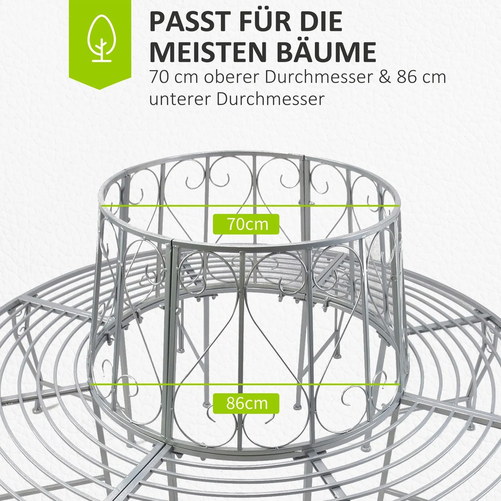 Outsunny lavička na stromy kulatá lavička 360° zahradní lavička lavička sedák lavičky na stromy kovové ∅160cm | Aosom