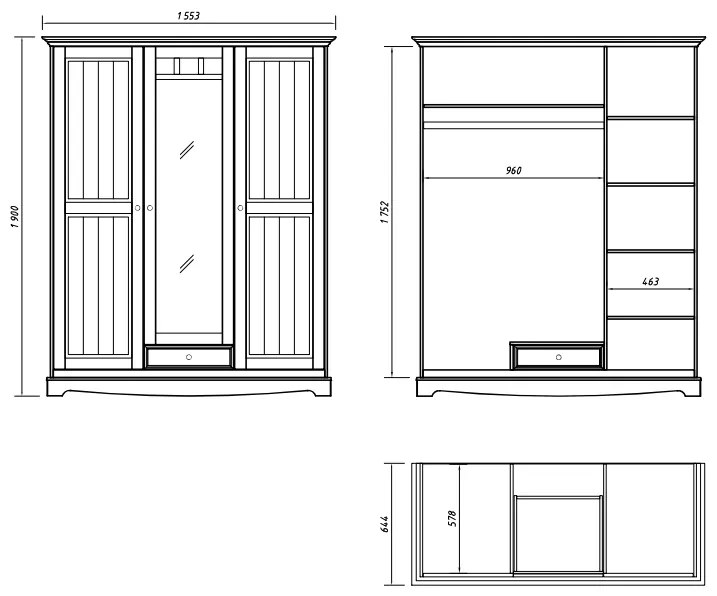 KATMANDU Dřevěná skřín 3D Belluno Elegante bílá, masiv, 190x156x65 cm