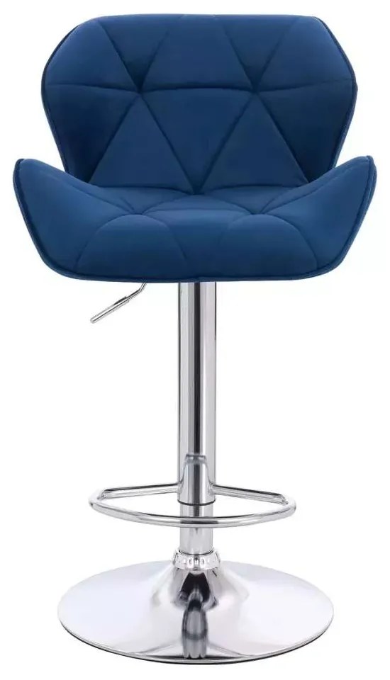 LuxuryForm DESIGN Barová židle MILANO VELUR na stříbrné kulaté podstavě - modrá
