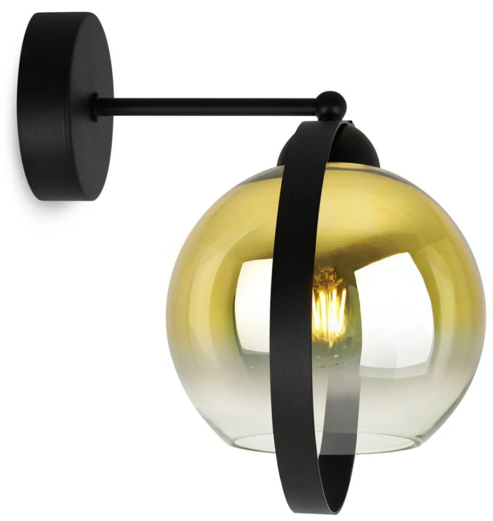 Nástěnné svítidlo Bergen Gold Ring, 1x zlaté/transparentní skleněné stínítko (fi 15cm)