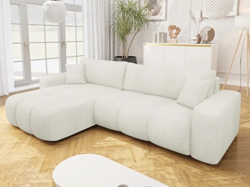Rohová rozkládací sedačka Larow Maxi Boucle, Potah: Coral 65