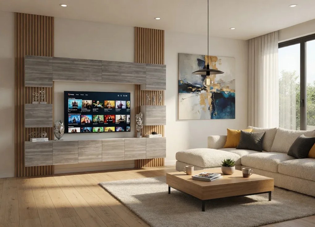 Obývací stěna 300 cm TV šedá antracit grafit IMP PRIMO 3/5/W/GW1/0/0