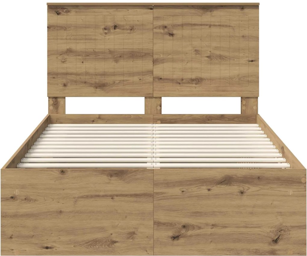 Rám postele Umělecký dub 120 x 200 cm Masivní borové dřevo 3411036