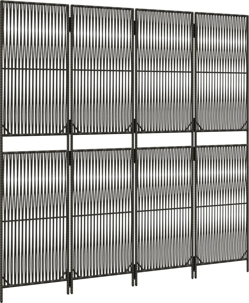 vidaXL Dělicí stěna 4 panely polyratan [365377] Barva: Černá