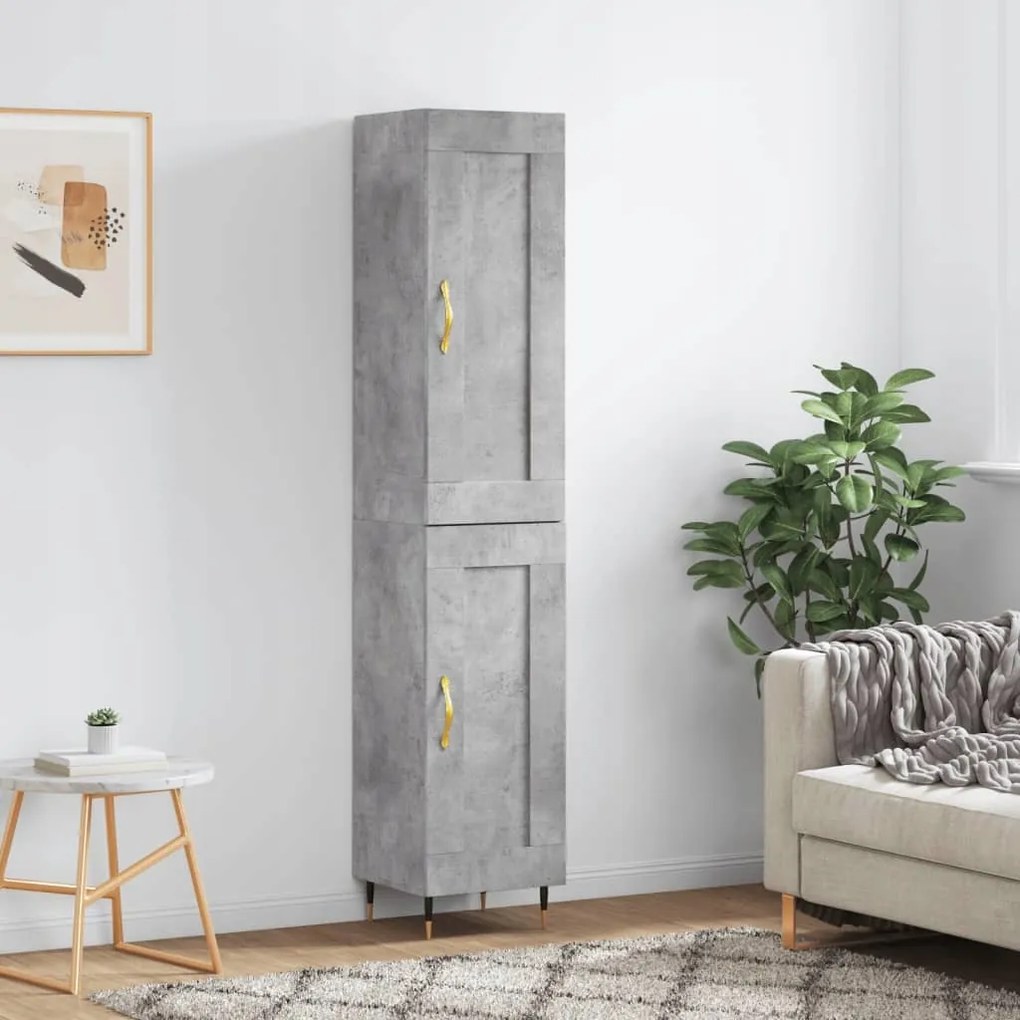 Skříň Highboard 34,5 X 34 X 180 Cm Kompozitní Dřevo Betonová šedá 1 dřevě