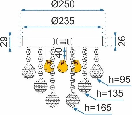 Toolight - Křišťálová stropní lampa Glamour 3xG9 APP403-C, chromová, OSW-00550