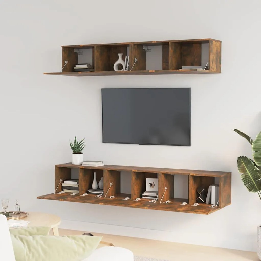 5dílný set TV skříněk kouřový dub kompozitní dřevo 3114427