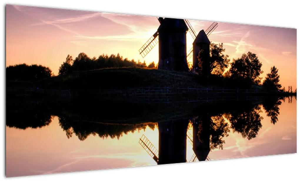 Fotka větrných mlýnů - obraz (100x40cm)