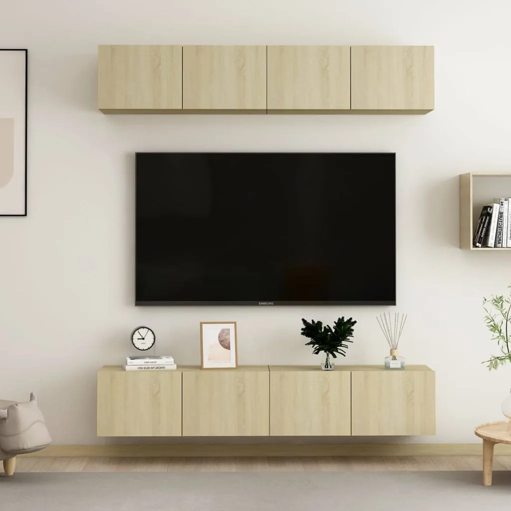 TV skříňky 4 ks dub sonoma 80 x 30 x 30 cm kompozitní dřevo 3078955