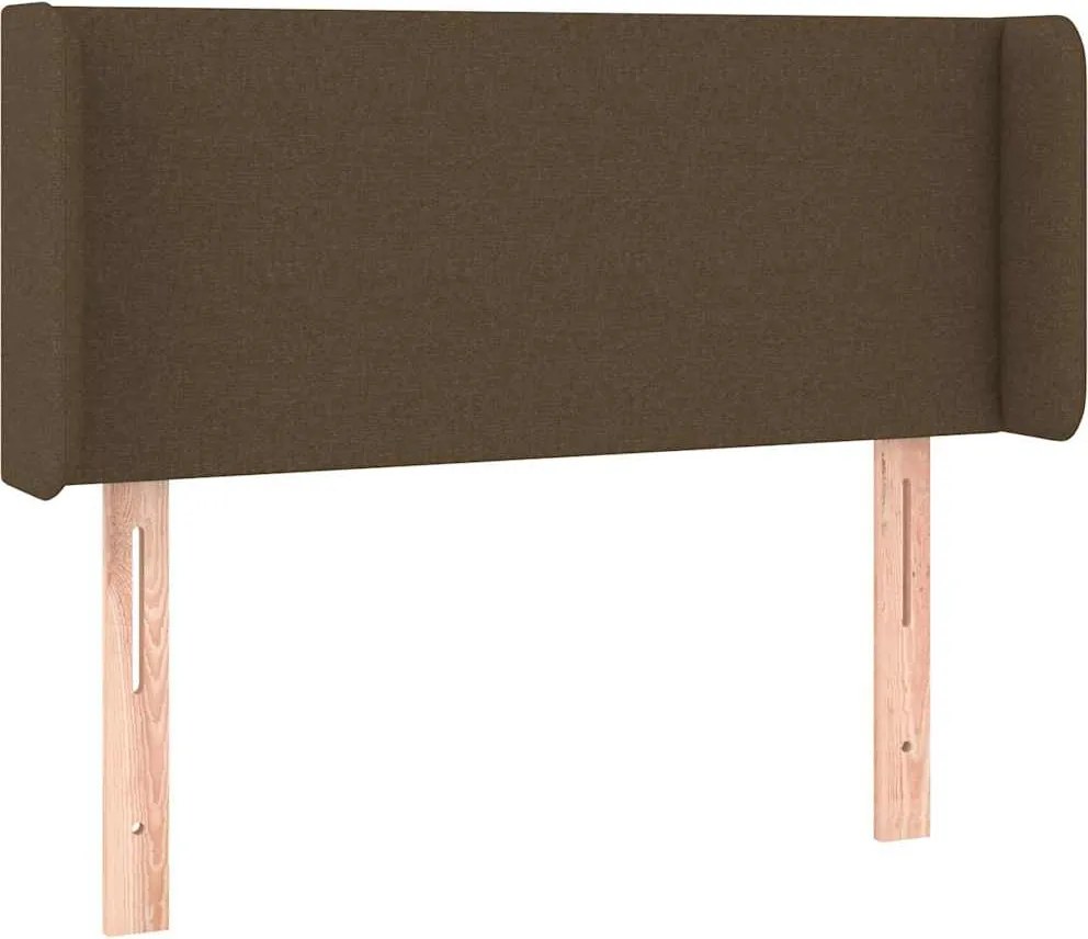 Čelo postele s LED tmavě hnědé 93 x 16 x 78/88 cm textil 3122941