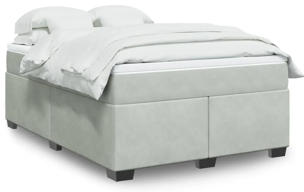 Box spring postel s matrací světle šedá 140x200 cm samet 3285287