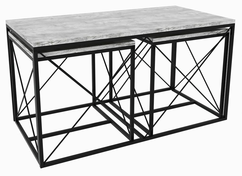 Set 3 ks konferenčních stolků Dafne (světle šedá + černá). 1089701