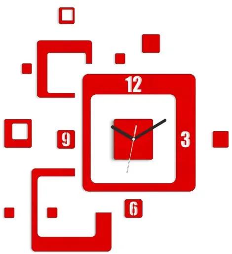 3D nalepovací hodiny Trio Quadrat červené