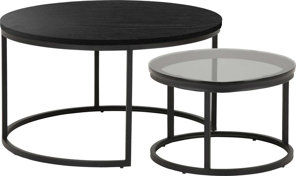 XXXLutz SADA KONFERENČNÍCH STOLKŮ, černá, kov, kompozitní dřevo, 80/80/45 cm MID.YOU - Konferenční stolky - 001277000311