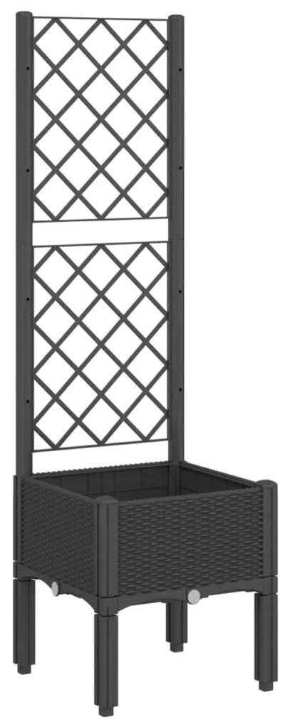 vidaXL Zahradní truhlík s treláží černý 40 x 40 x 142 cm PP