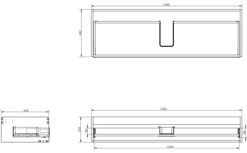 Mexen Rivel, koupelnová skříňka pod umyvadlo 140 cm, 1 zásuvka, drážkovaná, ořech, 91A20-14023-1-BF86
