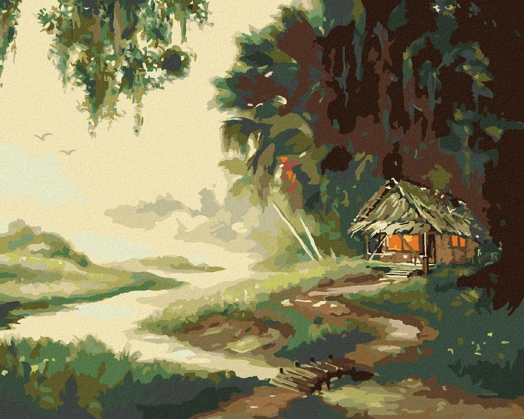 zuty zuty - malování podle čísel - chata v divočině 2 (d. rusty rust), 80x100 cm, plátno