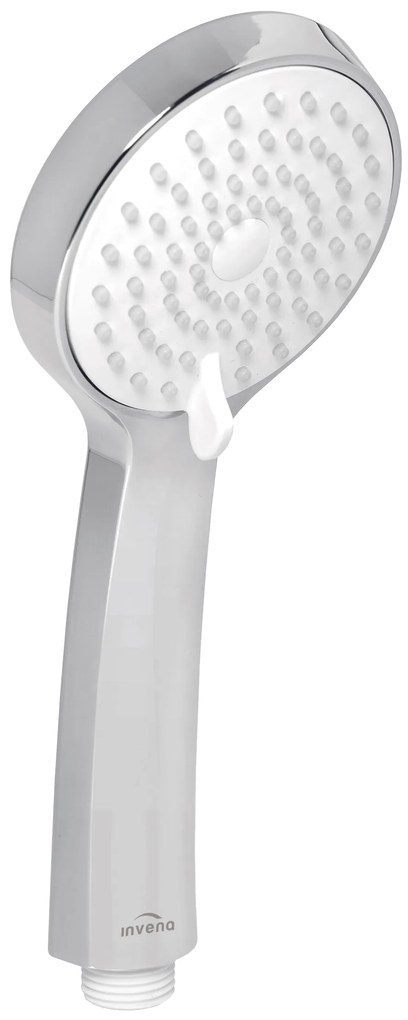 Invena Dafni, 3-funkční ruční sprchová hlavice kulatá, chrom-bílá, INV-AS-02-002-X