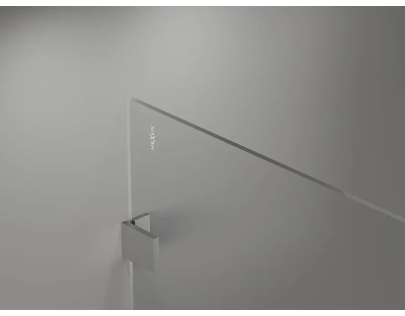 Mexen Lunar sprchová stěna levá 130 x 200 cm, 8mm čiré sklo, broušená ocel, 830-130-000-97-00-L