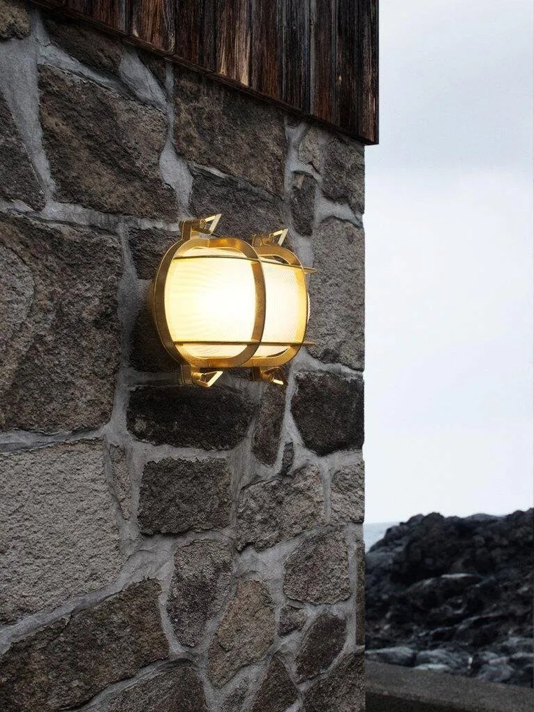 NOR 49031035 Venkovní nástěnné svítidlo Helford 12,5W E27 mosaz matná bílá - NORDLUX