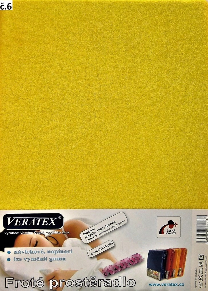 Veratex Froté prostěradlo 90x210/16 cm (č. 6-stř.žlutá) 90 x 210 cm Froté