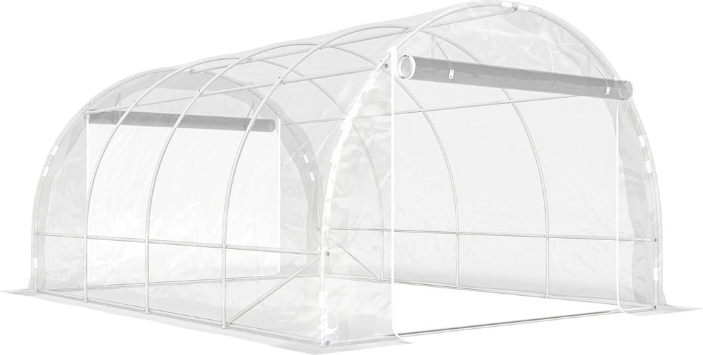 Skleník Polytunnel, průchozí skleník s pozinkovaným ocelovým rámem a krytem z PE odolným proti UV záření, průhledný