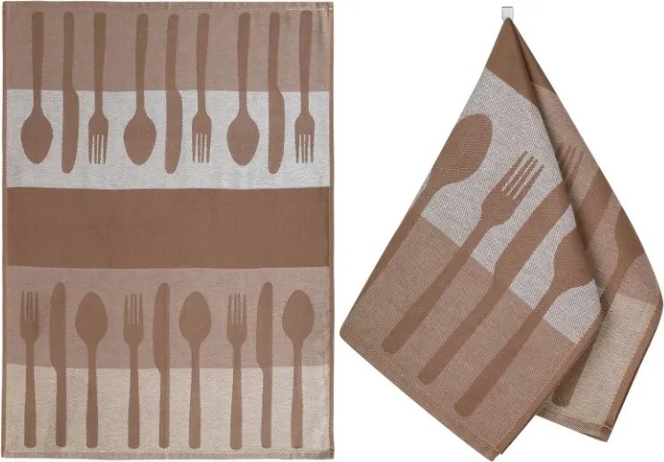 Bellatex Kuchyňská utěrka 1 ks 50x70 cm Příbor Béžová,Hnědá