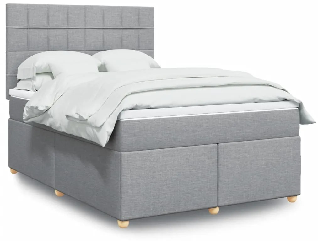 Box spring postel s matrací světle šedá 140 x 190 cm textil