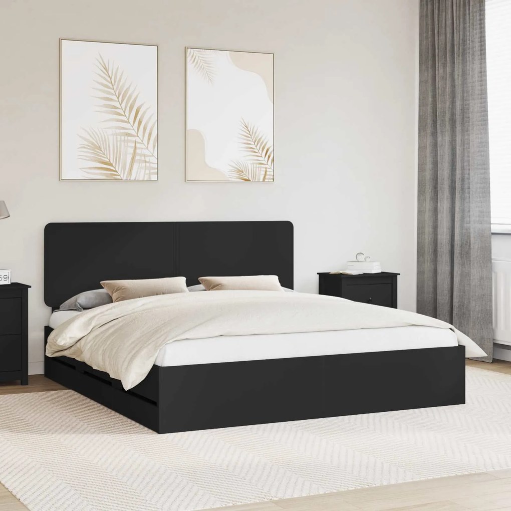 Rám postele se zásuvkou Černá 180 x 200 cm Inženýrské dřevo 3412568