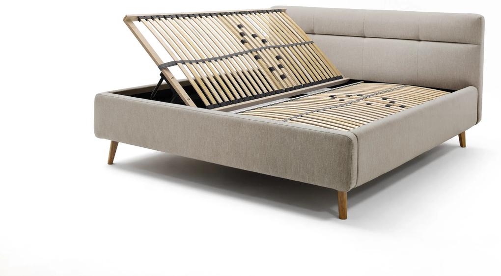 Čalouněná postel LOTTE 180x200 s úložným prostorem, béžová
