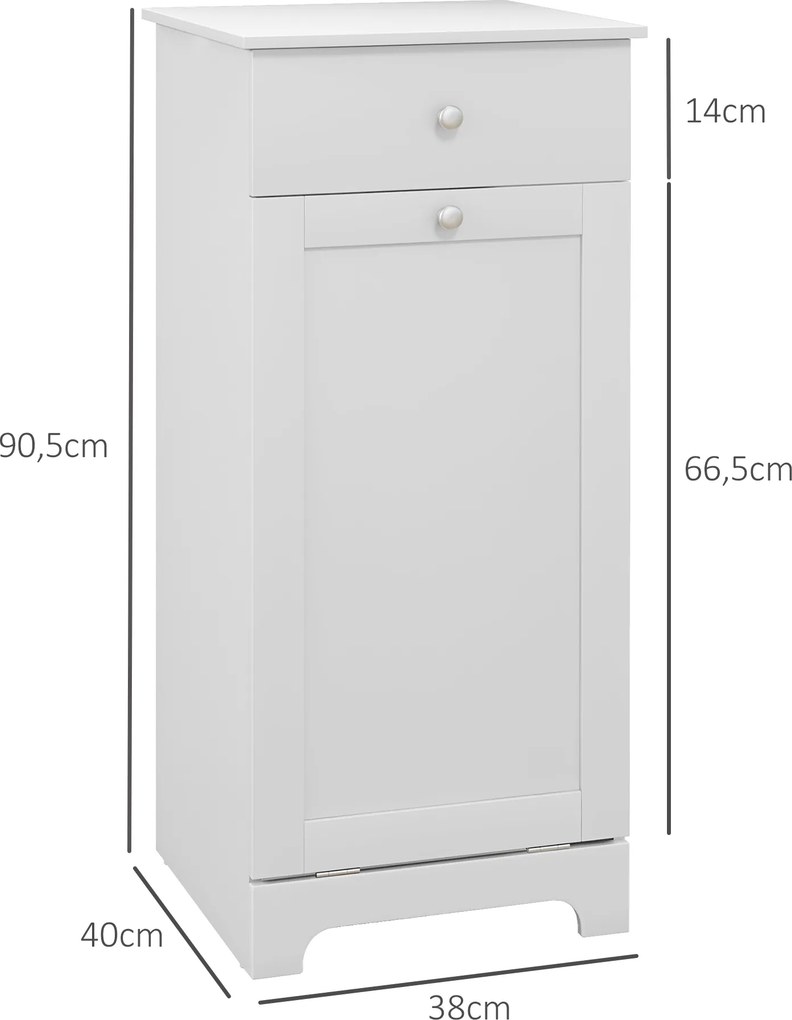 HOMCOM Koupelnová skříňka s skládacím košem na prádlo, úložná skříňka se šuplíkem - 40D x 40Š x 90,5V cm - Bílá