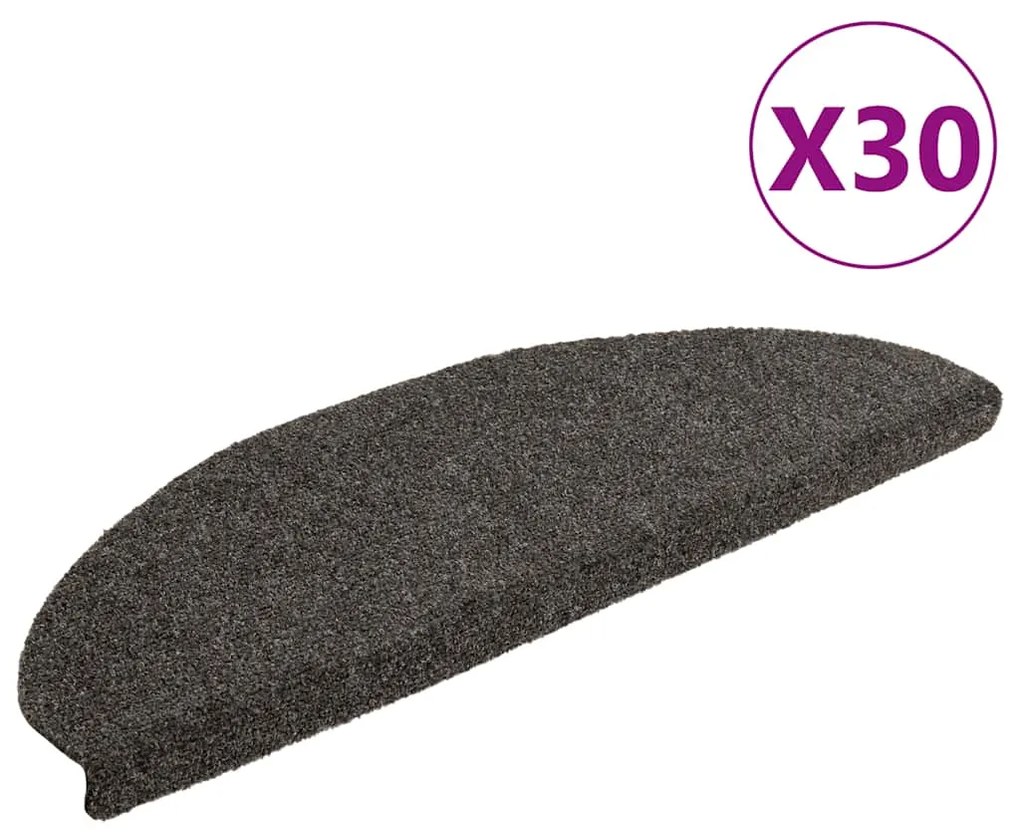 Schodové rohože samolepicí 30 ks 65 x 21 x 4 cm antracitové, půlkulaté, velké 3365663