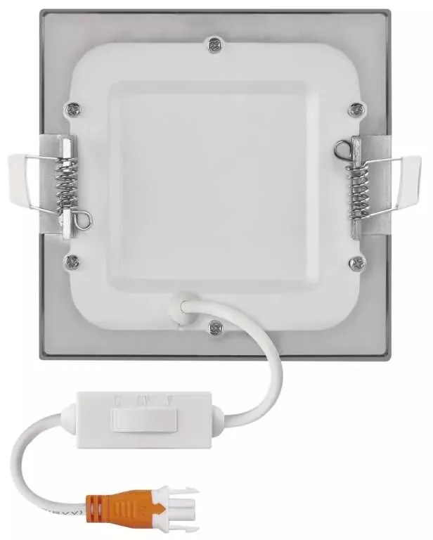 Emos lighting LED zápustný panel NEXXO, 12cm, 7W, CCT, čtvercový, černý/stříbrný Barva: Stříbrná