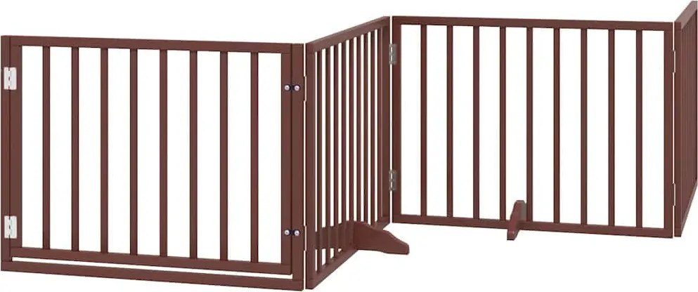 Zábrana pro psy s dvířky skládací 6 panelů hnědá 480 cm topol 3155577