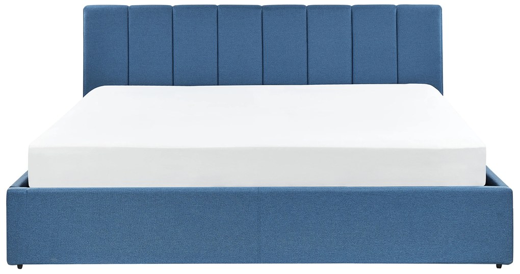 Čalouněná postel s úložným prostorem 180 x 200 cm modrá DREUX Beliani