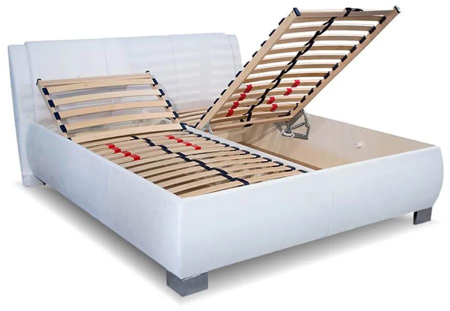 Čalouněná postel s úložným prostorem Norka White, čelní výklop , 180x200 cm