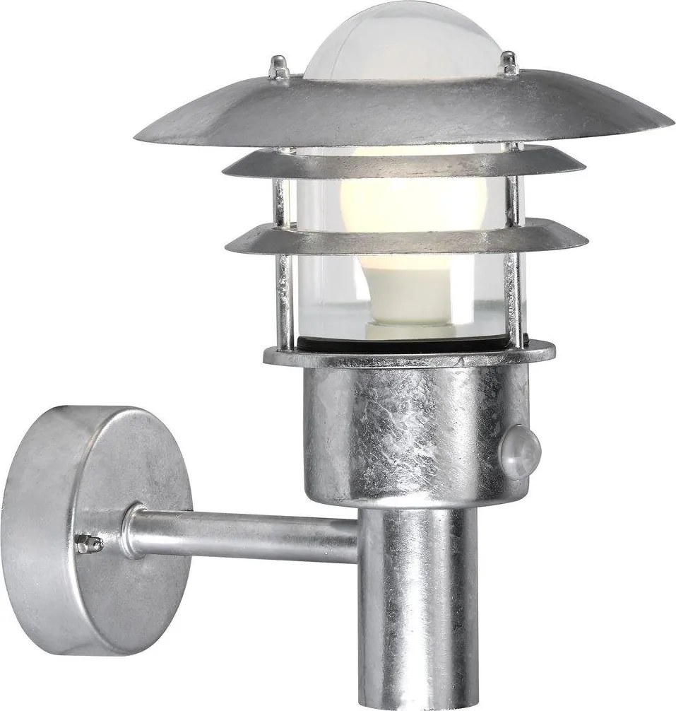 NOR 71432031 Venkovní nástěnné svítidlo Lønstrup 22 Sensor 1x60W E27 galvanizovaná čirá - NORDLUX